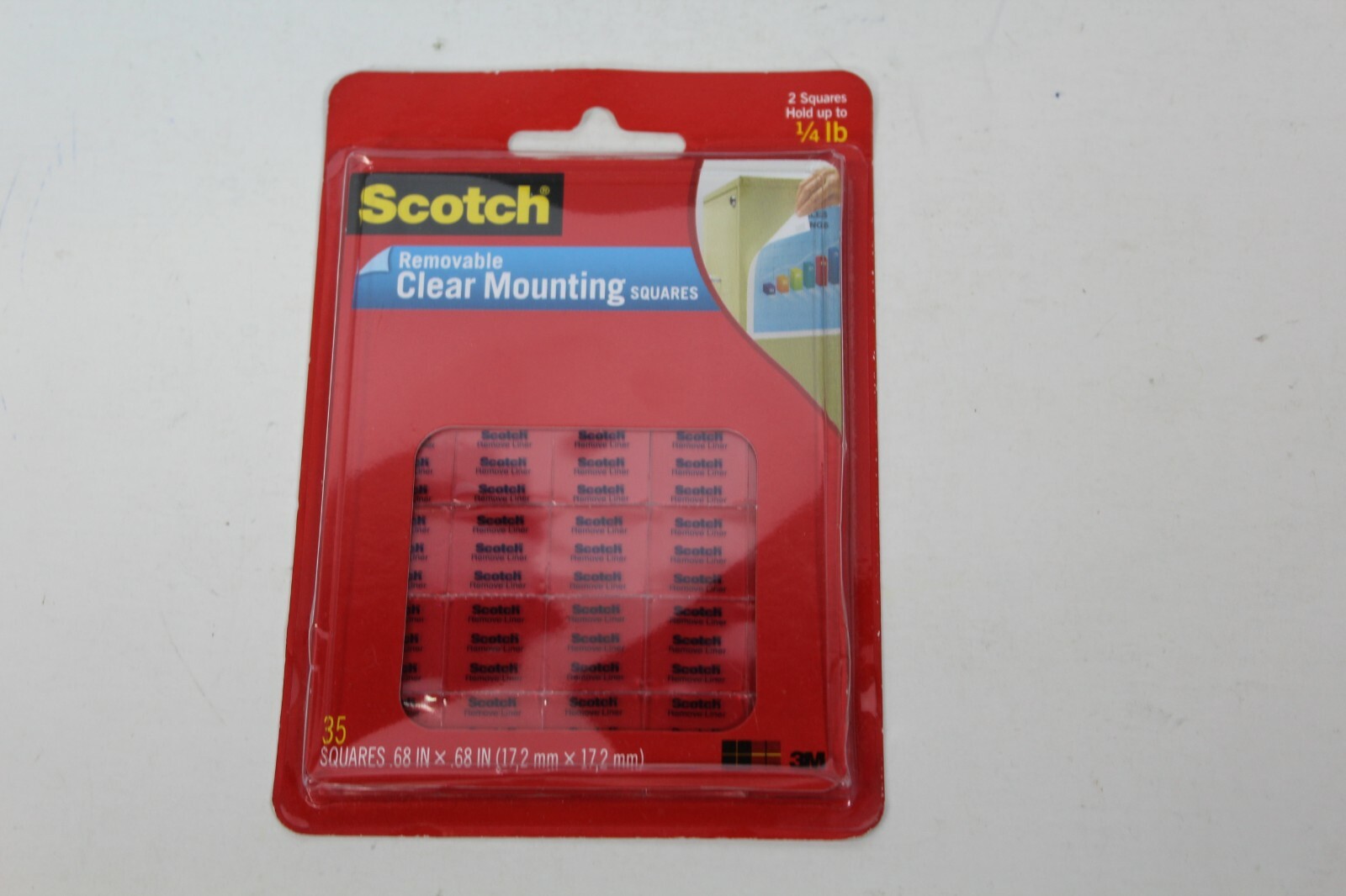 Scotch Removable Clear Mounting Squares .68 x .68 2 Squares 1/4 lb ...