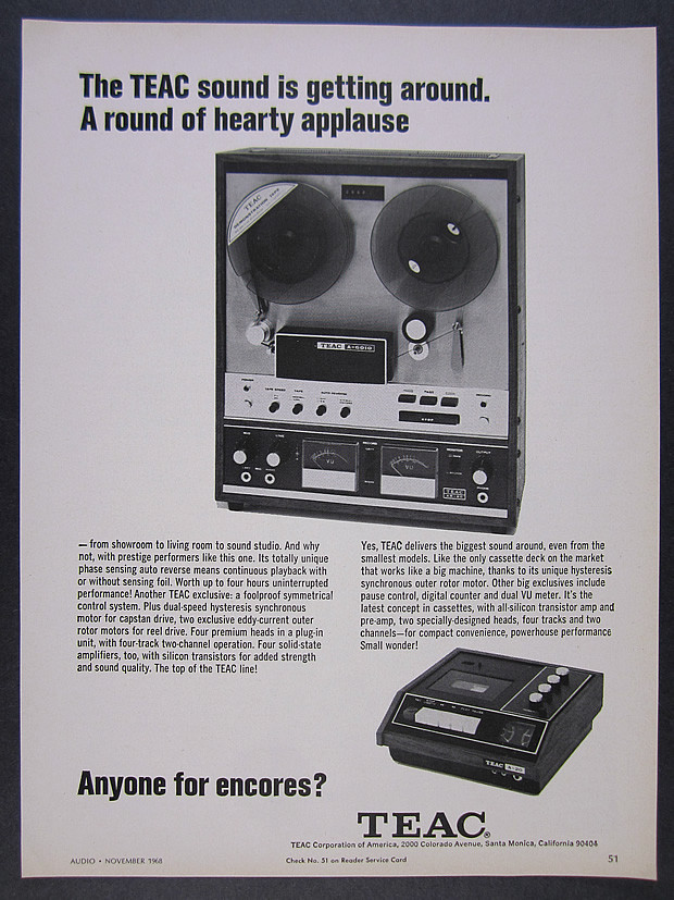 1968 TEAC A-6010 A6010 Reel Tape Deck photo vintage print Ad | eBay