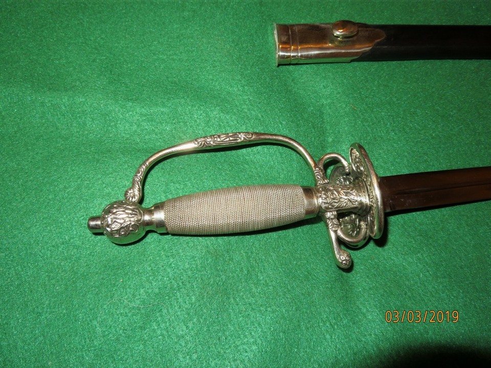 White Brass Williamsburg Sword F&I / Rev War | eBay