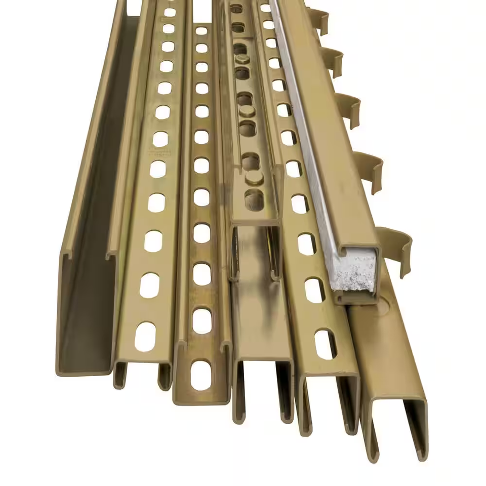 10 Ft. 12-Gauge Half Slotted Metal Framing Strut Channel in Gold ...