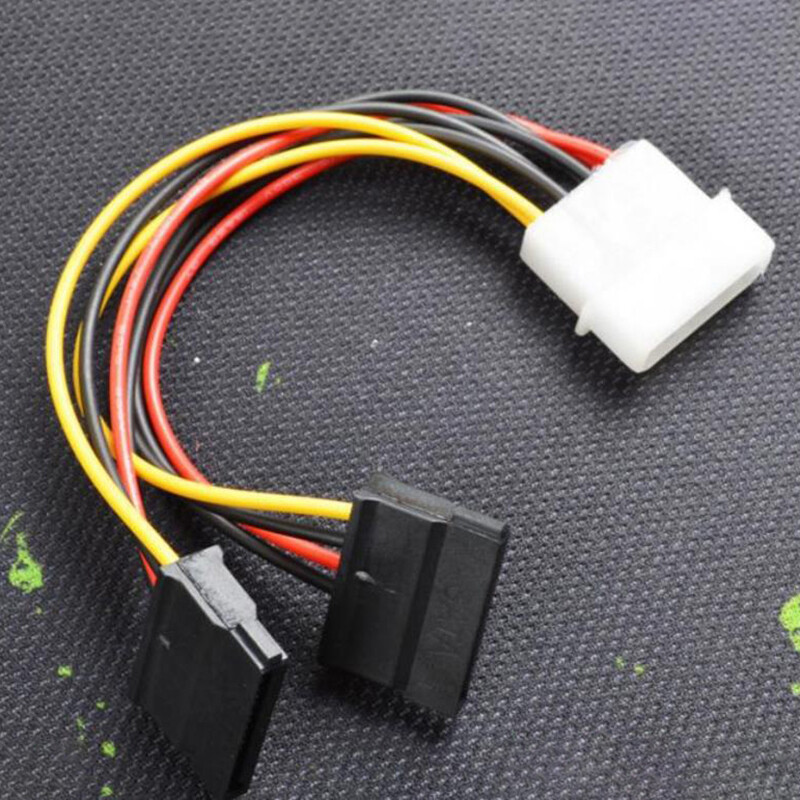 4 Pin IDE Molex to 2 Sata Hard Drive Power Supply Cable Adapter ...