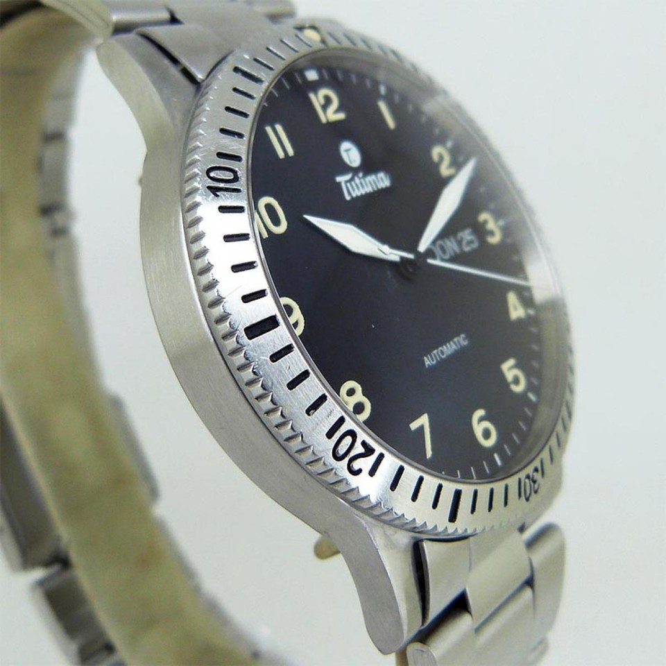 TUTIMA Watch 631 FX Automatic Day Date Black dial 38.5mm 100M SS Nens ...