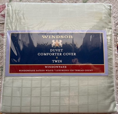 WINDSOR DUVET COMFORTER COVER WINDOWPANE TWIN SAGE | eBay