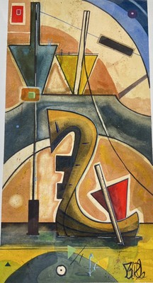 Matt Runkle Original Watercolor Painting Abstract Objects Fine Art ...