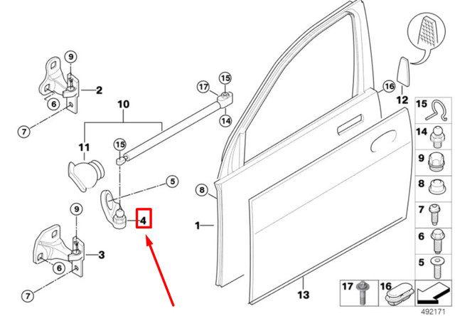 BMW 7 E65 E66 LEFT GAS PRESSURIZED SPRING MOUNT 41217028451 7028451 ...