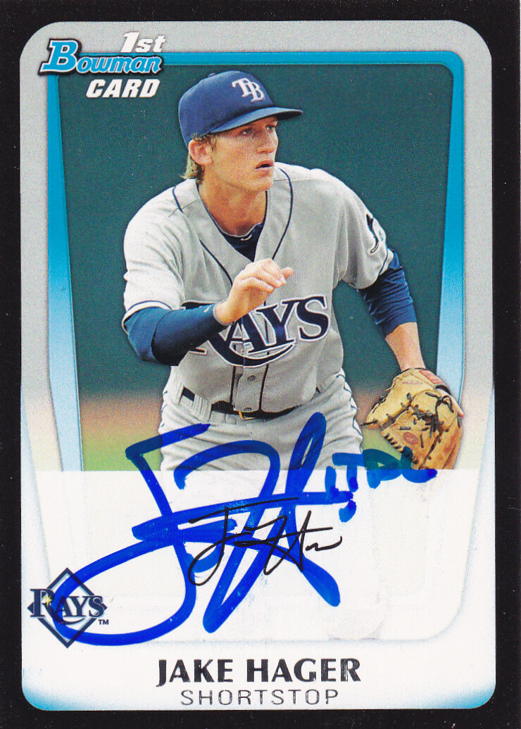 JAKE HAGER TAMPA BAY RAYS SIGNED BOWMAN CARD NEW YORK METS ARIZONA ...