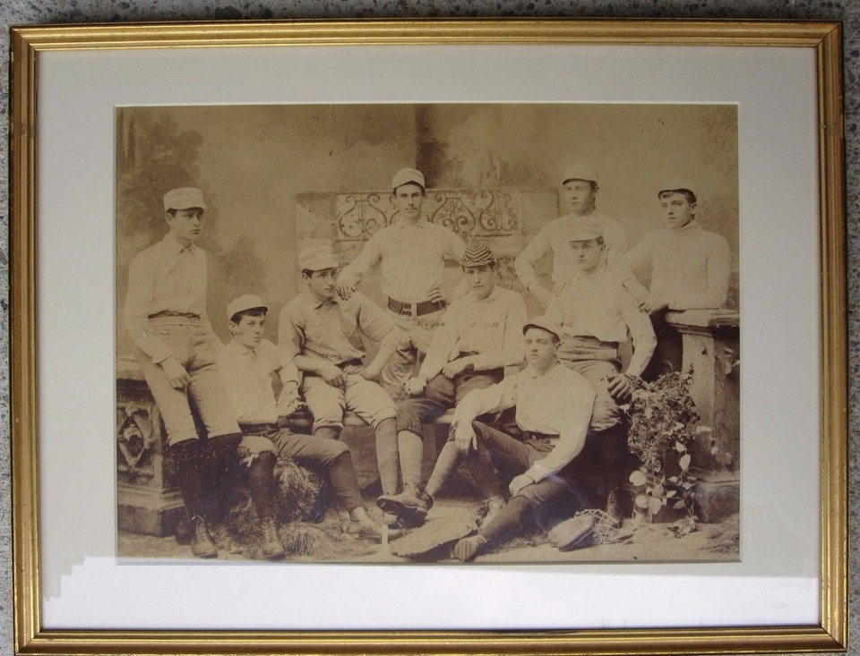 ANTIQUE VICTORIAN 1880s BOSTON ORIGIN BASEBALL TEAM LARGE SEPIA ...