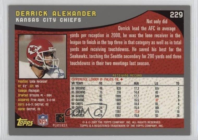 2001 Topps Derrick Alexander #229 0f3j | eBay