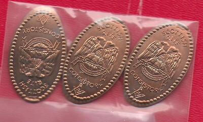 ELONGATED PENNY - MASONIC SYMBOLS .. Scottish Rite - CONSISTORY ... Lot ...