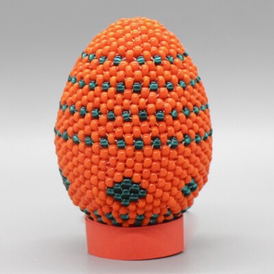NATIVE AMERICAN BEADWORK-BEADED ORANGE EASTER EGG by RONDA DOSEDO-ZUNI ...
