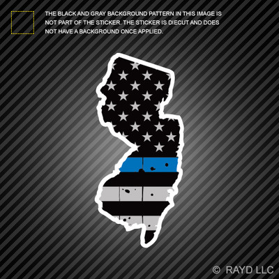 Distressed Thin Blue Line New Jersey State Shaped Subdued US Flag ...