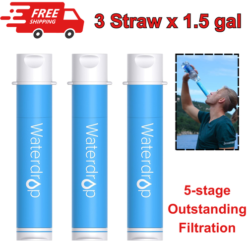 Gravity Water Filter Straw –1.5 Gal Bag, 5-Stage Purifier for Camping ...