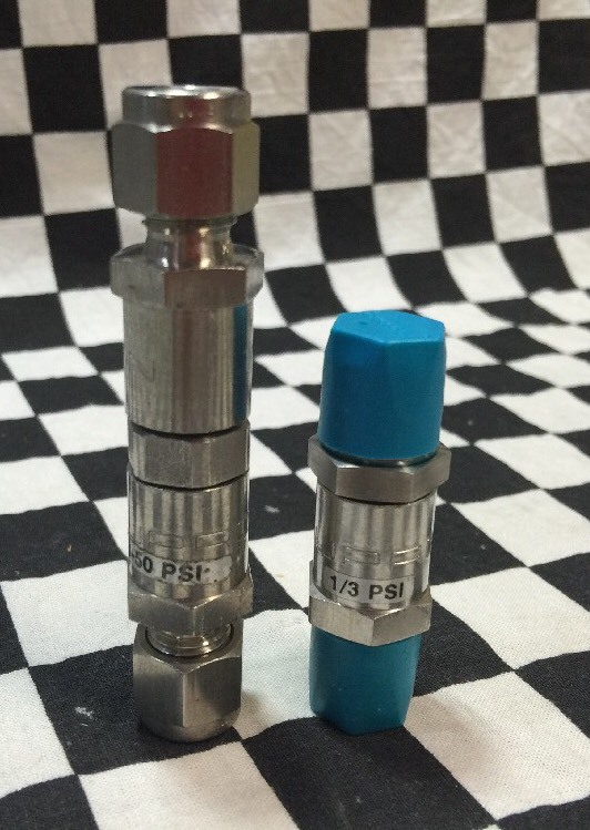 Lot Of 2, Nupro Check Valve 1/3 Psi (1/4" NPT) & 3-50 Psi 1/4 ...