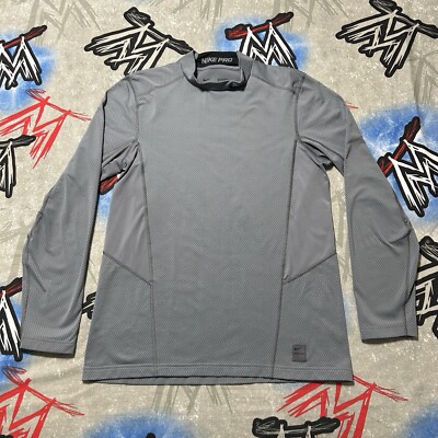Nike Pro Fitted Grey Compression Mock Neck Men's L T-Shirt (688749-065 ...