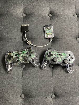 PS2 Wireless Controller Nyko Clear PlayStation 2 w/Adapter - Set Of 2 ...