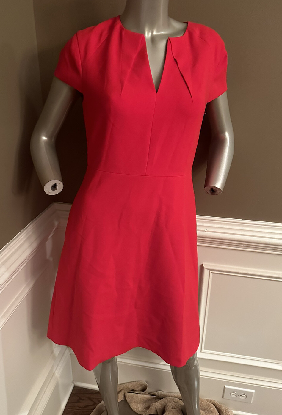 Ellie Tahari Sheath True Red Dress Deep V Sz 6 | eBay