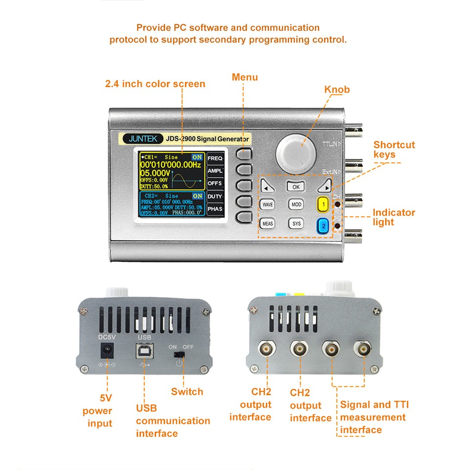 JDS2900-40MHz DDS Signal Generator Digital Control Dual Channel ...