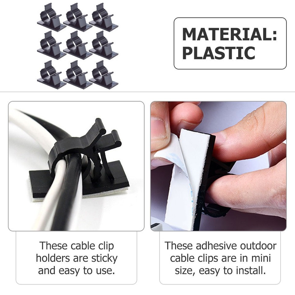 100 Pcs Cable Holders Self-adhesive Clamp Clips Household Fixation ...