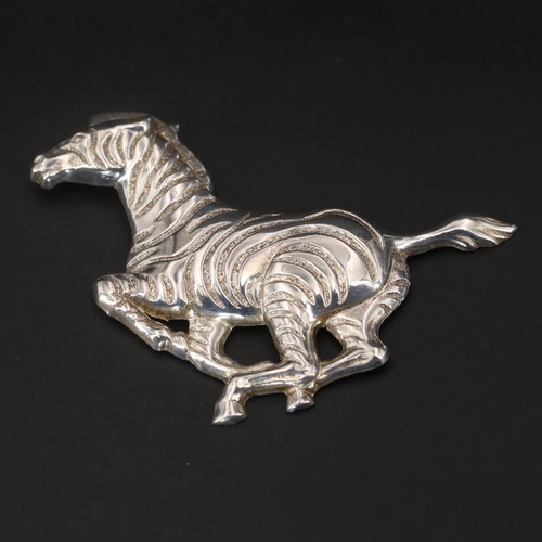 VTG Sterling Silver - Running Zebra Animal Repousse Statement Brooch ...