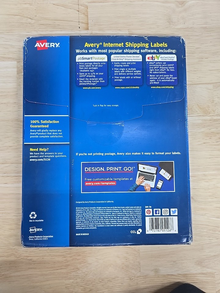 Avery Shipping 5126 Labels - 5.5" X 8.5" 200 Labels White 72782051266| eBay