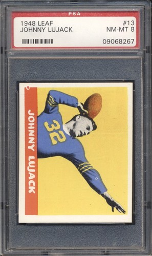 1948 Leaf Football Johnny Lujack ROOKIE #13 PSA 8 CHICAGO BEARS NM-MT ...