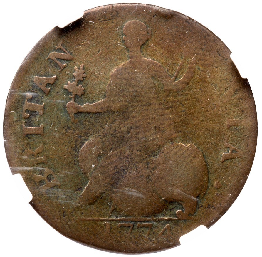 1774 V 5-74A R-3 NGC VG Details Machin's Mills Halfpenny Colonial ...