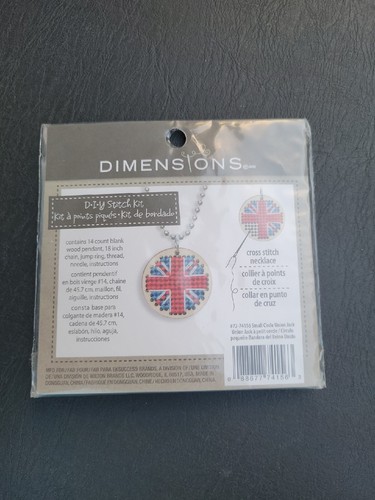 Cross Stitch Necklace Pendant Dimensions D.I.Y Kit Union Jack UK Flag ...
