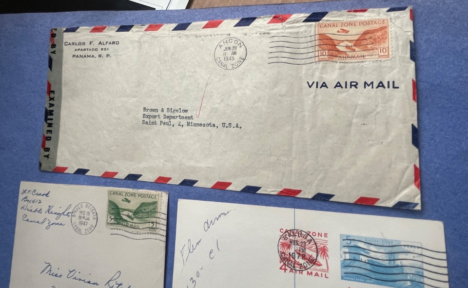 LOT x5 CANAL ZONE COVERS ! WWII CENSOR AIR MAIL L@@K !! FIRST FLIGHT L ...
