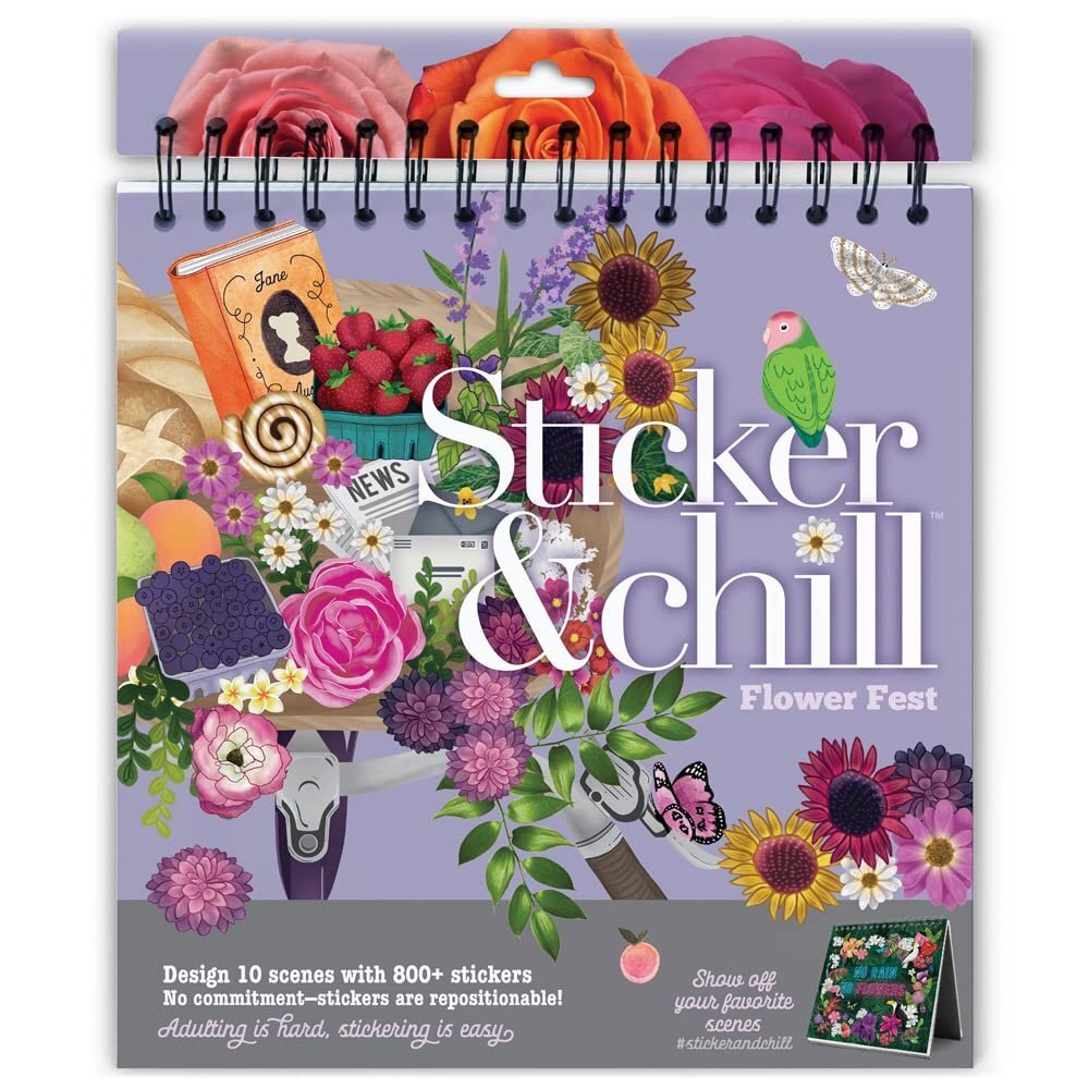 Sticker & Chill Adult Sticker Book – 800+ Repositionable Clings, 10 ...