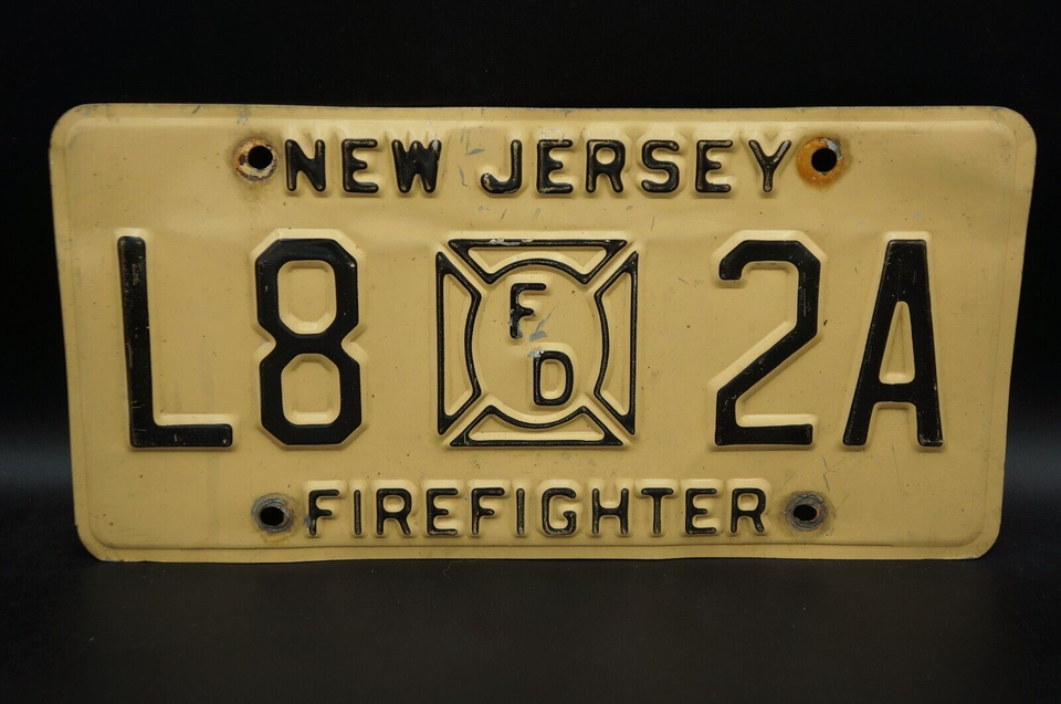 New Jersey FIREFIGHTER License Plate - # L8 2A Fire? Sounded Out - LATE ...