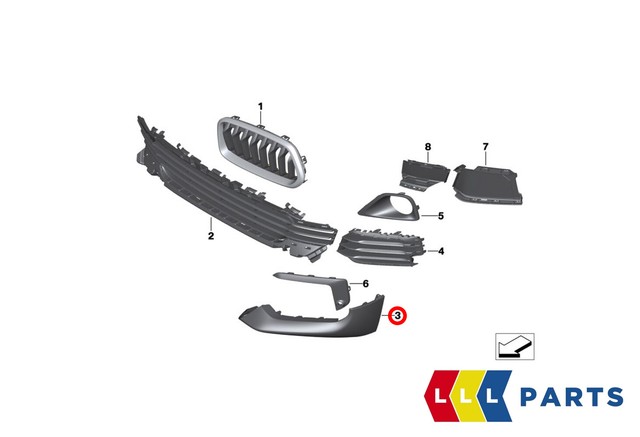 Genuine BMW X2 Series F39 Front Bumper Trim Cover Right O/s 51117445092 ...