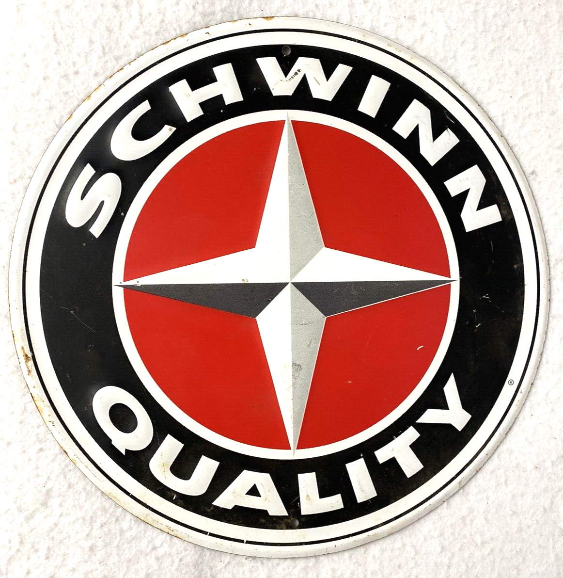 VINTAGE SCHWINN QUALITY METAL SIGN,ENAMEL,STEEL,BICYCLE,ADVERTISING,12 ...