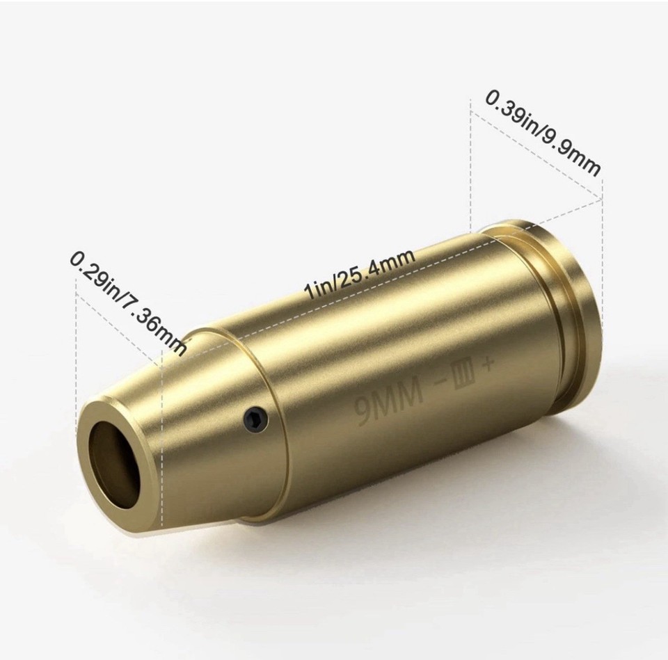 9mm Red Laser Bore Sight Brass Cartridge Bullet Shap Boresighter W/ 6 ...