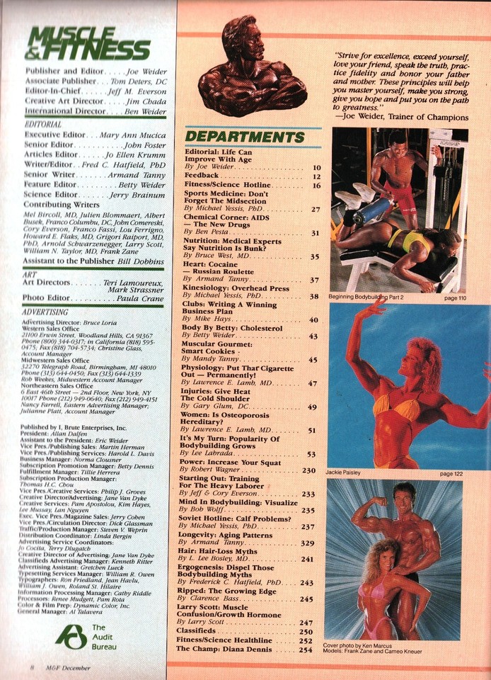 Muscle & Fitness 12/1989 Janet Tech Jackie Paisley Diana Dennis Female ...