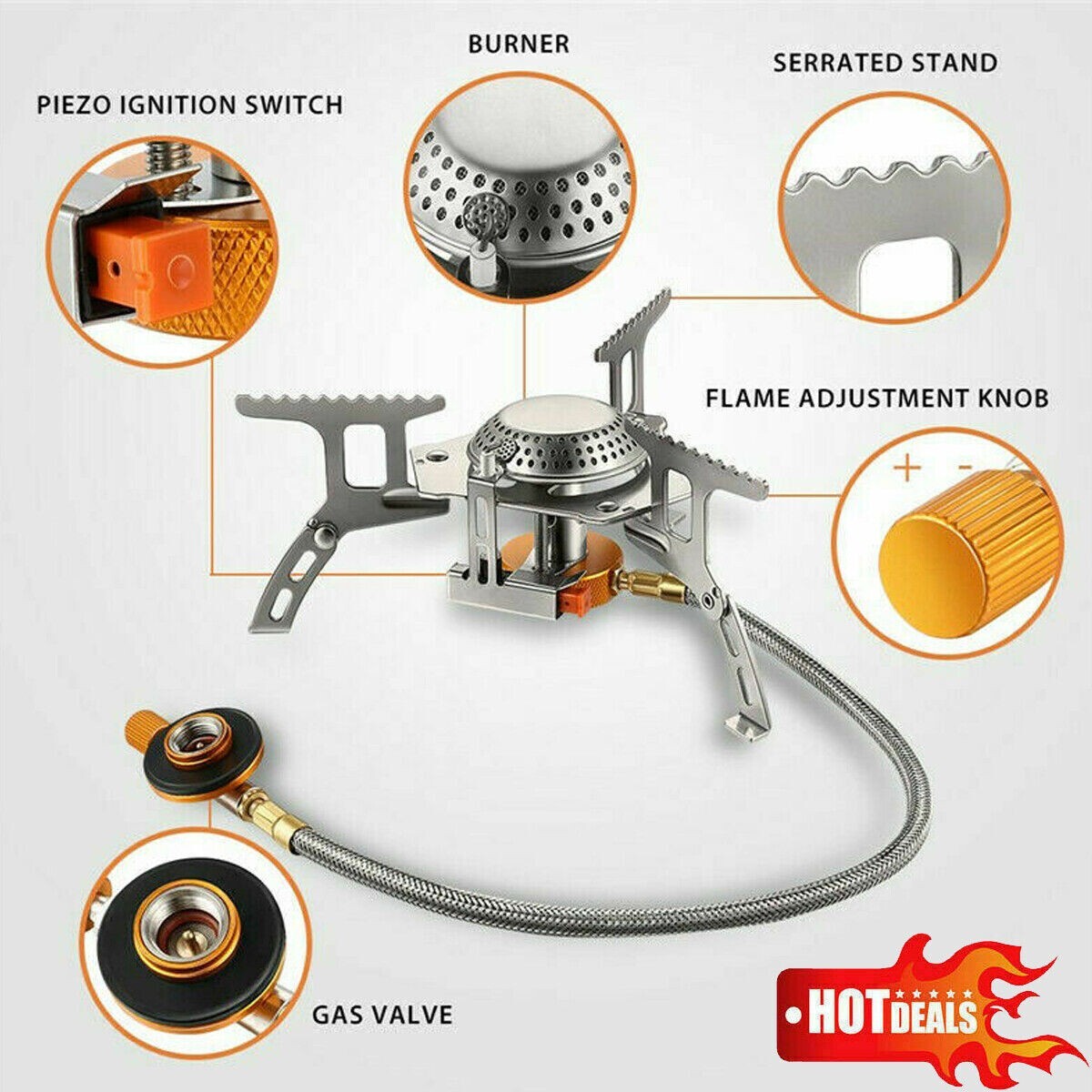 Portable Compact Gas-Burner Fishing Outdoor Cooking Camping Picnic Cook ...
