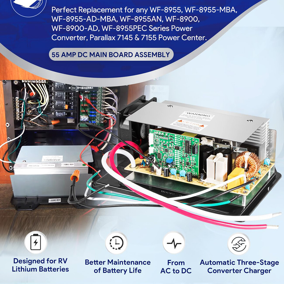 Wf-9855 55 Amp Power Converter WFCO 55 AMP MAIN BOARD ASSEMBLY ...