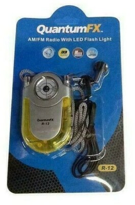 Quantum FX R-12: AM/FM Radio w/ LED Flashlight, Belt Clip & Neck Strap ...