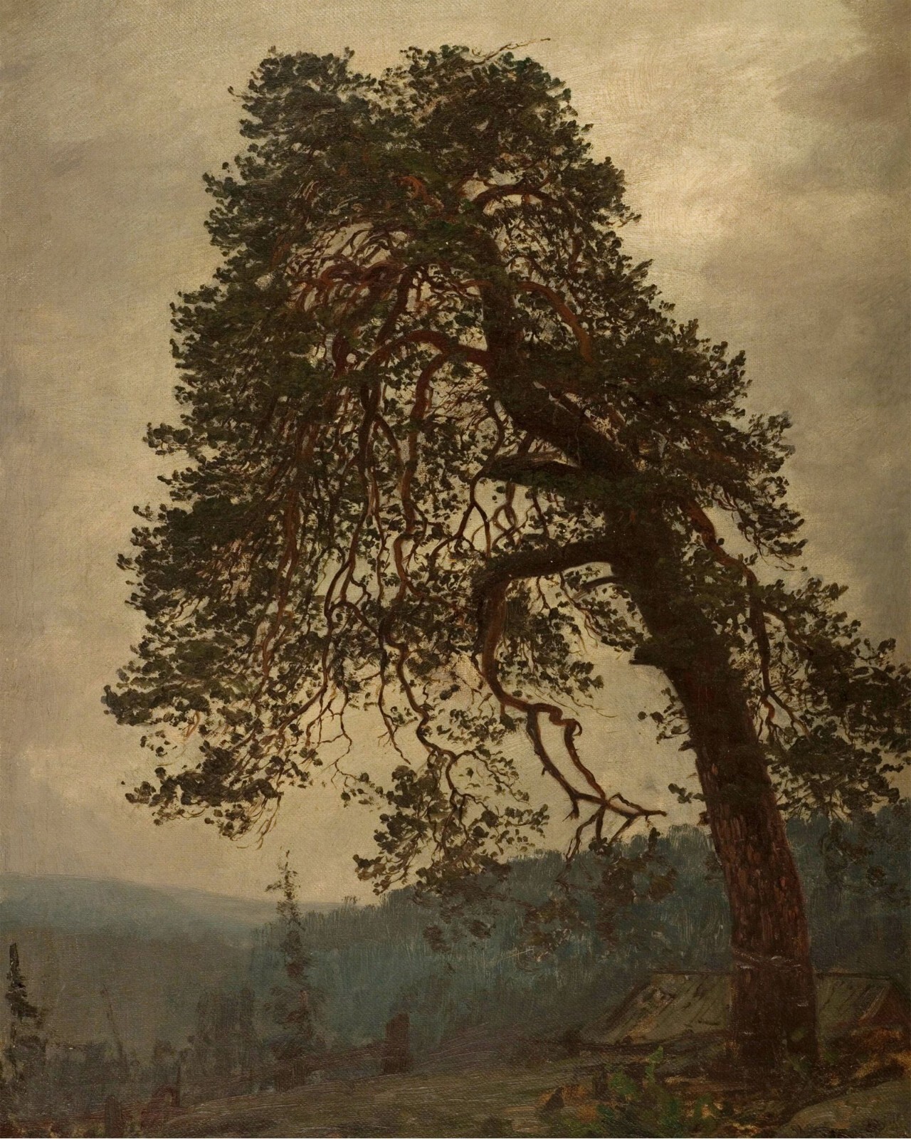 Vintage Rustic Tree Painting Reproduction Giclee Print on Fine Art ...