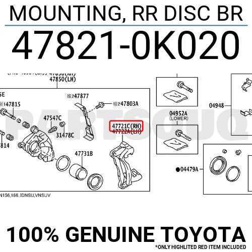 478210K020 Genuine Toyota MOUNTING, RR DISC BR 47821-0K020 | eBay
