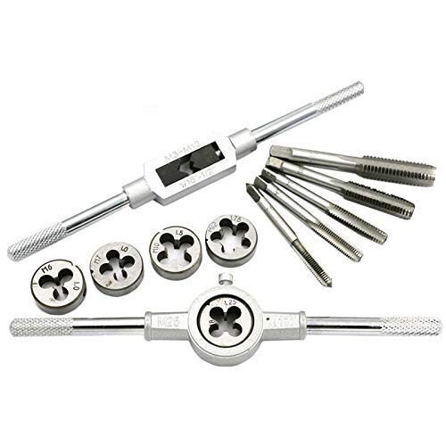 12 Pieces Metric Handle Taps Dies Sets Kits Screw Thread Taps Carbon ...