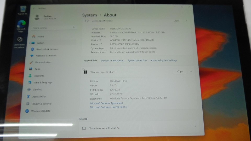 Microsoft Surface Pro 1796 512GB Intel Core i7-7660U 16GB Keyboard ...