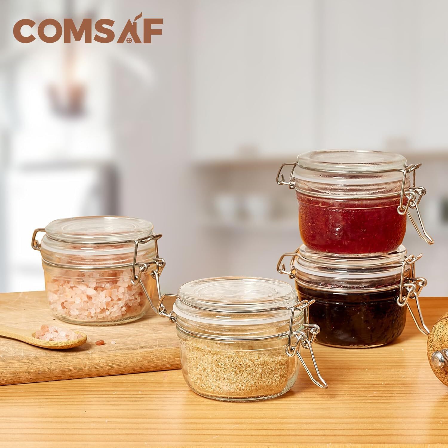 4oz Small Airtight Glass Jars Set of 6 with Lids Food Storage Jar Round ...