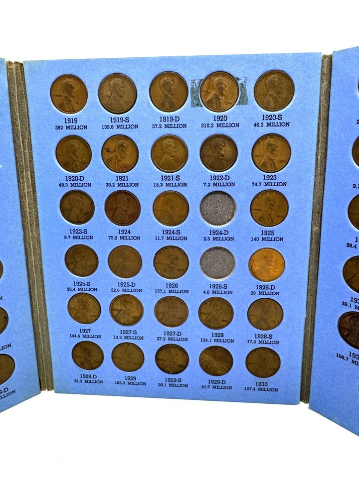 Near Complete Lincoln Wheat Penny Cent 1909-1940 Whitman Blue Folder ...