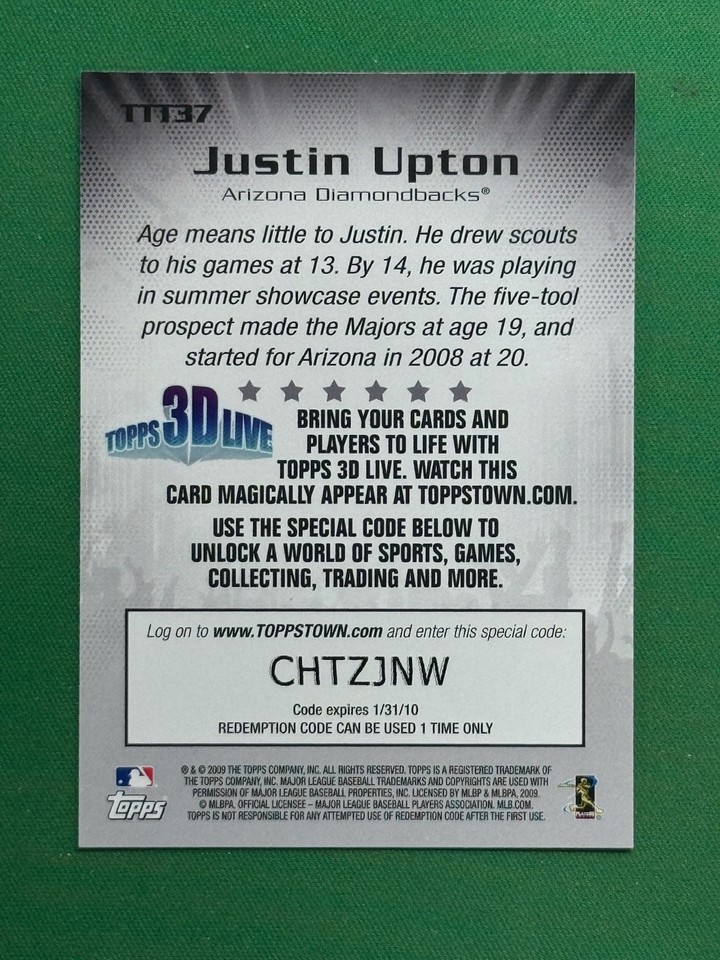 2009 Topps Series Two Baseball Ticket to Toppstown #TTT37 Justin Upton ...