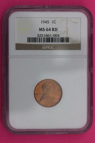 1945 P MS 64 RD Lincoln Wheat Cent Penny NGC Graded Certified Authentic ...