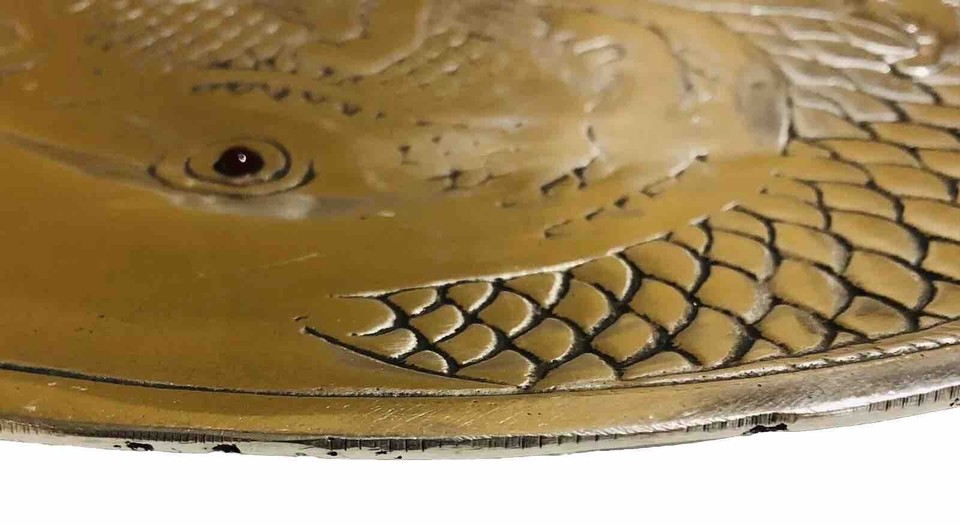 Arthur Court Designs Koi Fish Tray Round Cast Aluminum Serving Platter ...