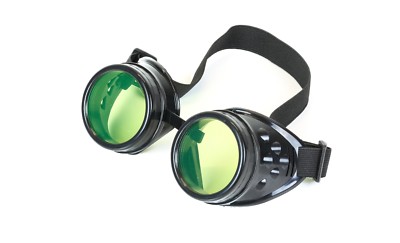 Green Lens Black Goggles Steampunk Punk Goth Burning man Sun glass 3 ...