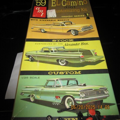 Vintage 1959 Chevrolet El Camino 1/25 Scale AMT Trophy Series Model Kit ...