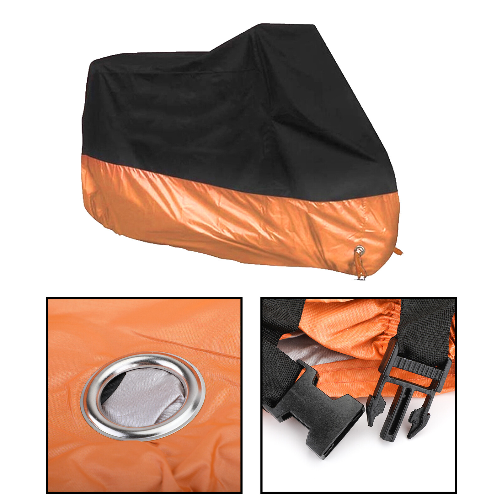 3XL 104" Black&Orange Motorcycle Rain Cover Waterproof For Dyna Electra ...