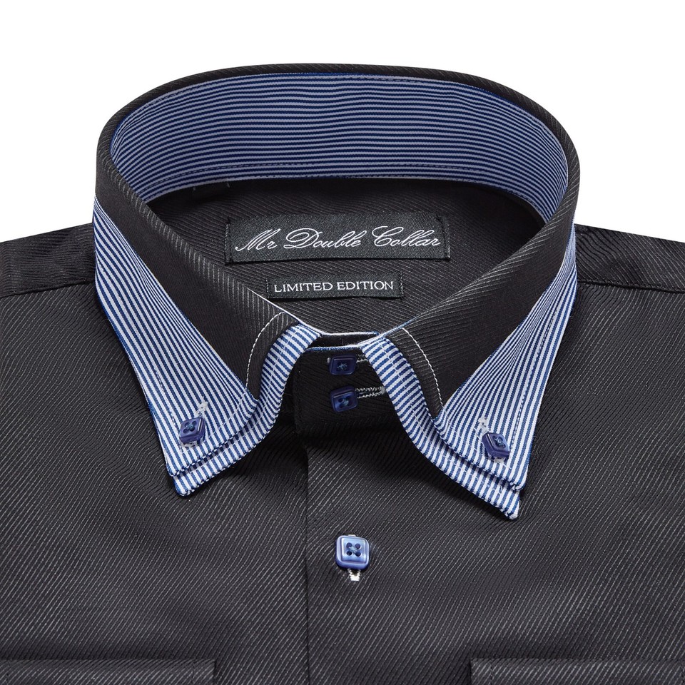 Luxury Mens Casual Double Collar Smart Fit Formal Shirt Italian Design ...